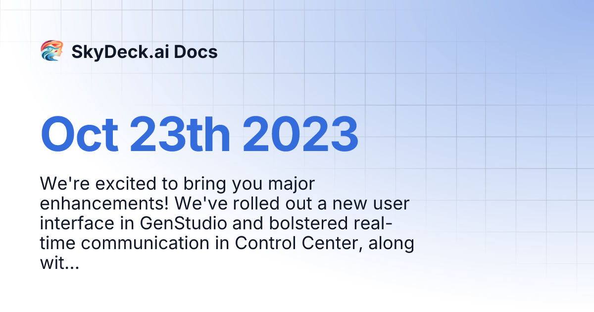 Oct 23th 2023 | SkyDeck.ai Docs